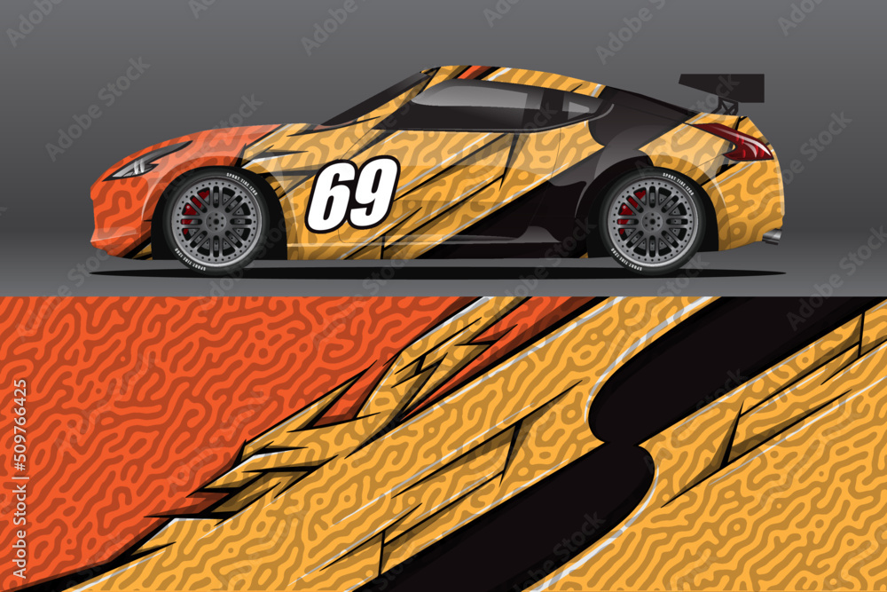 Abstract Race car wrap sticker design and sports background for daily ...