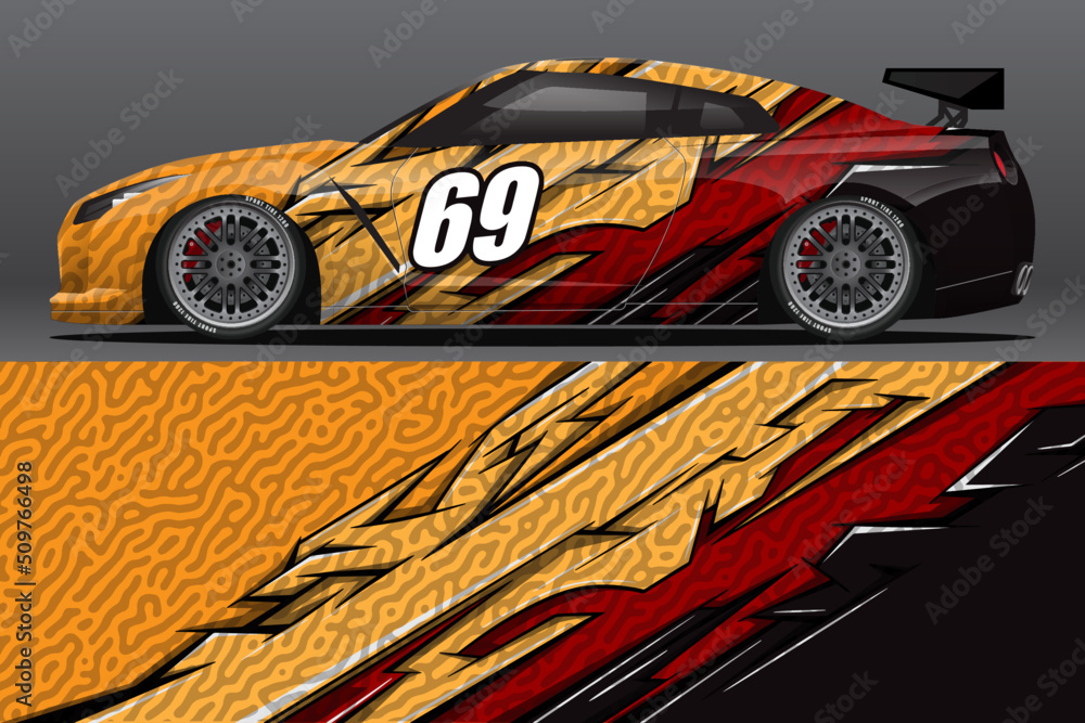 Abstract Race car wrap sticker design and sports background for daily ...