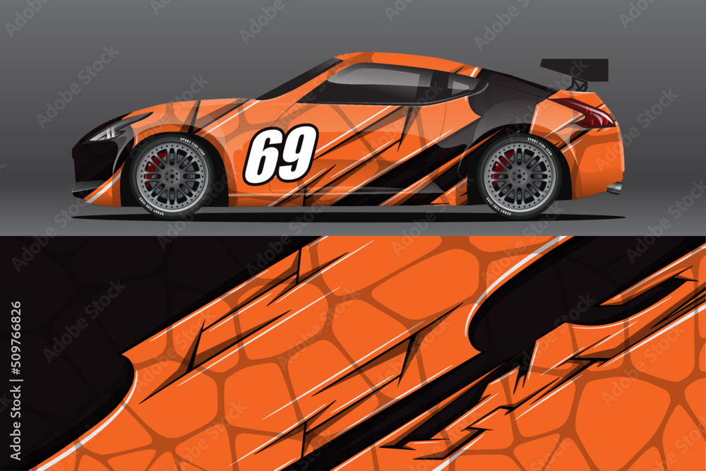 Abstract Race car wrap sticker design and sports background for daily ...
