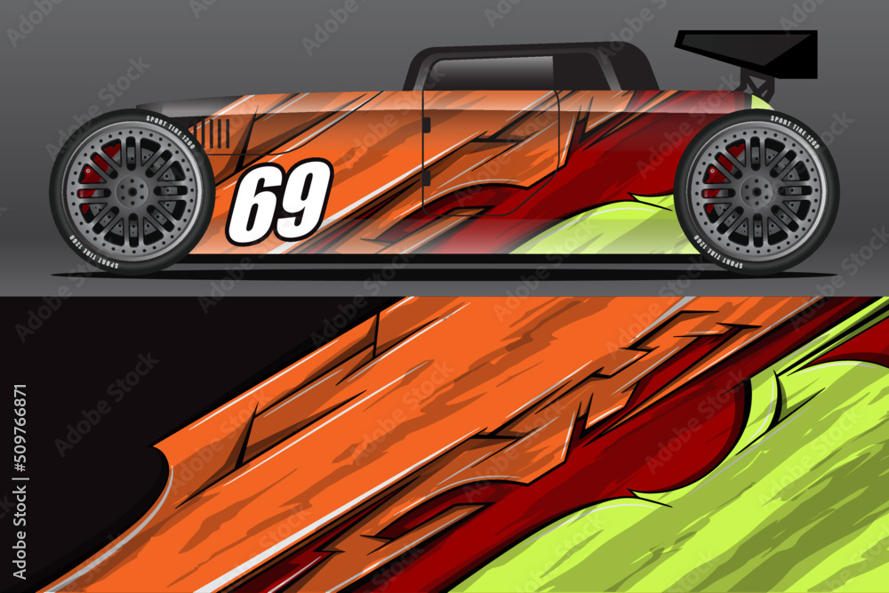 Abstract Race car wrap sticker design and sports background for daily ...
