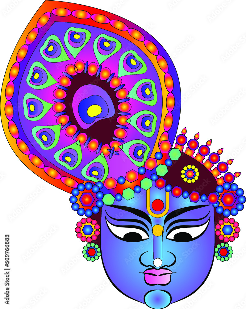 Shrinathji or Lord Krishna as Pichwai folk painting Stock Vector ...