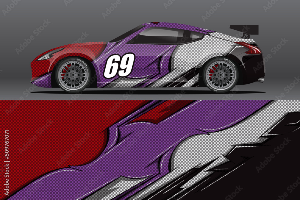Abstract Race car wrap sticker design and sports background for daily ...