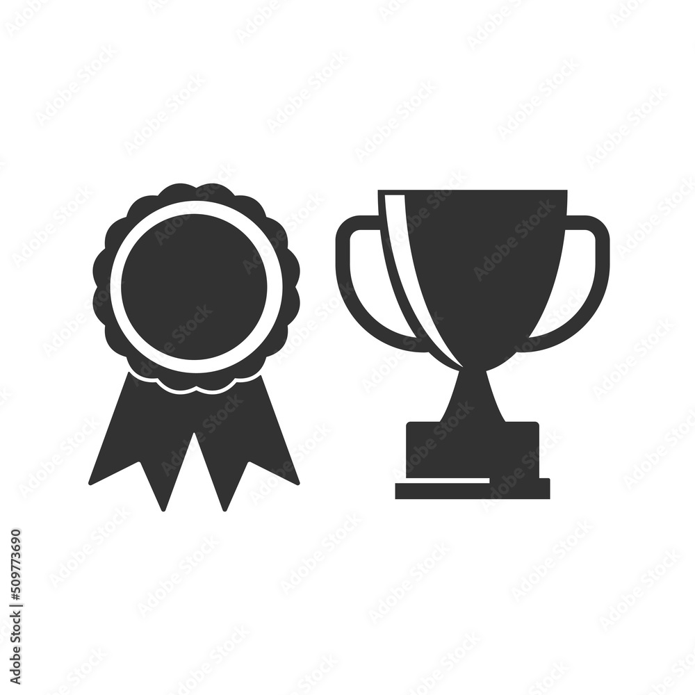 Award ribbon, trophy cup vector icons Stock Vector | Adobe Stock