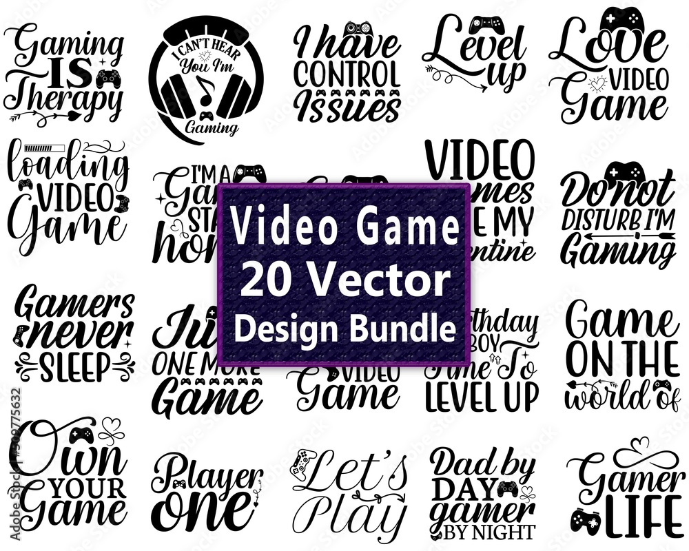 Video Game 20 Vector Design Bundle SVG, Video game svg, Video game ...