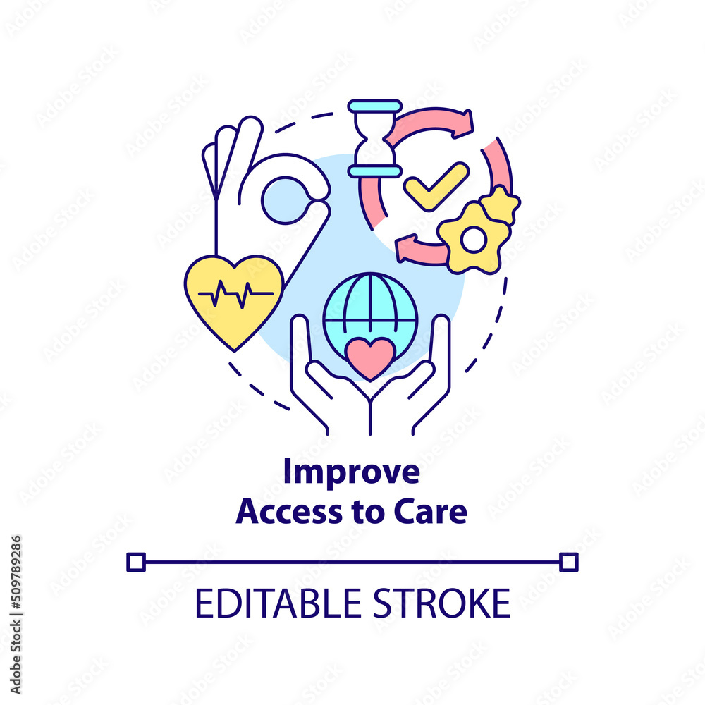Improve access to care concept icon. Building better health system ...