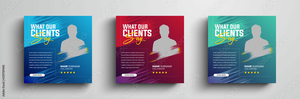 Modern and minimalist client testimonials social media post design with ...