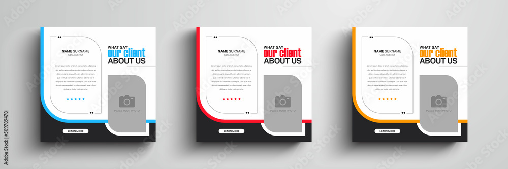 Modern and creative client testimonial social media post design ...