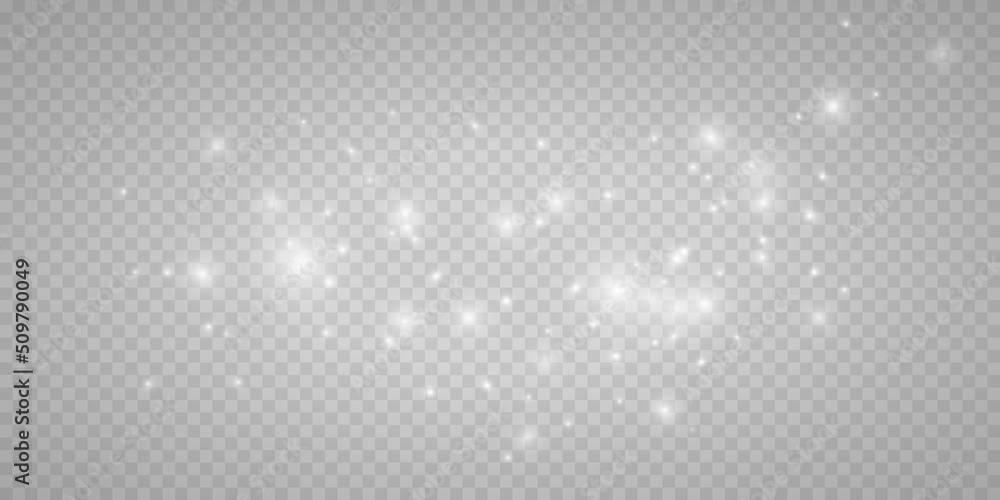 Set glow light effect with white sparks and golden stars shine with ...