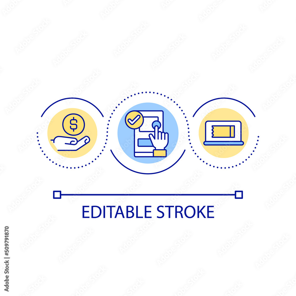 Booking and payment services loop concept icon. Integrated system ...