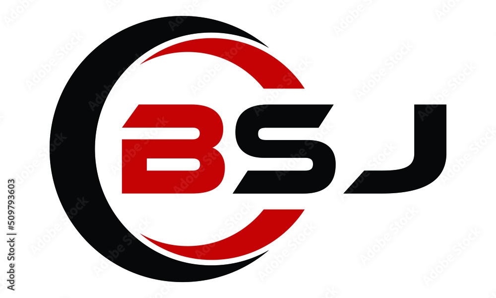 BSJ swoosh three letter logo design vector template | monogram logo ...