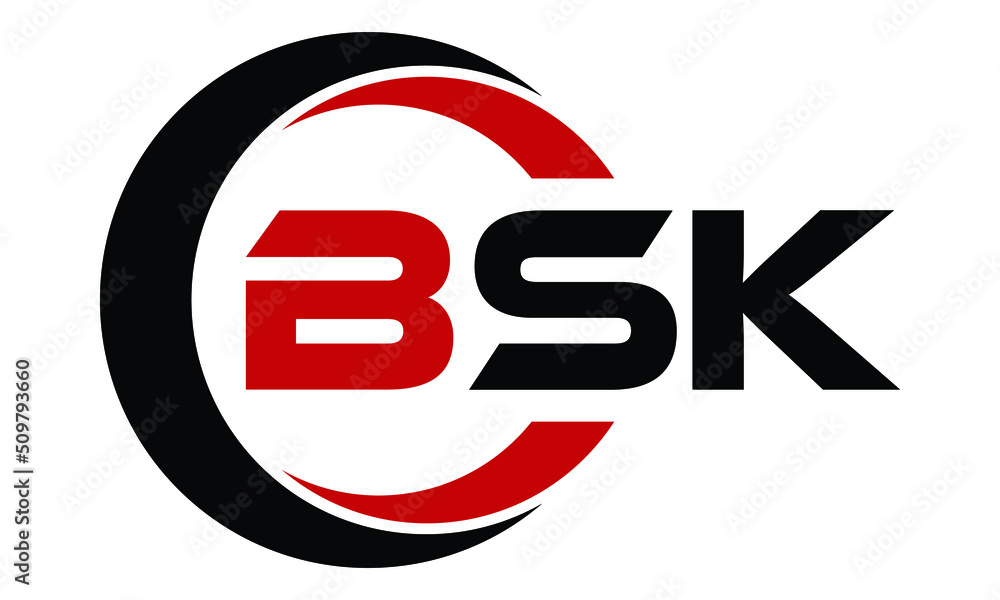 BSK swoosh three letter logo design vector template | monogram logo ...