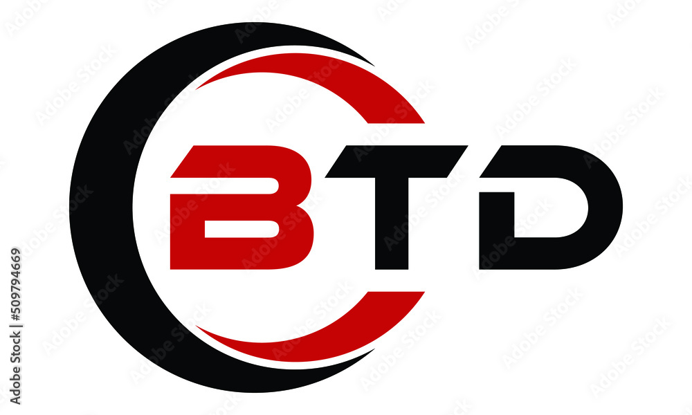 BTD swoosh three letter logo design vector template | monogram logo ...