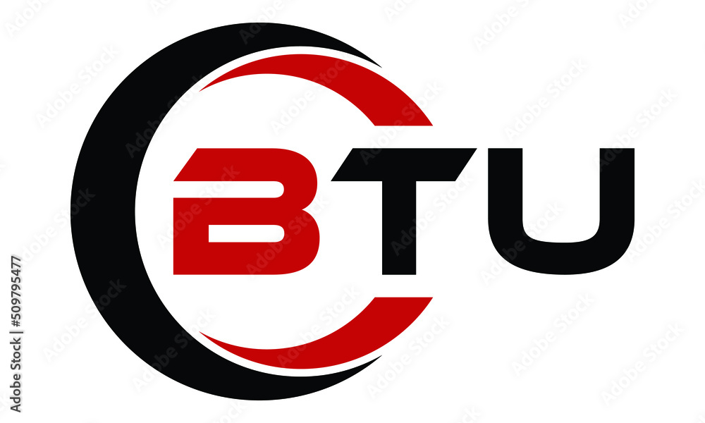 BTU swoosh three letter logo design vector template | monogram logo ...