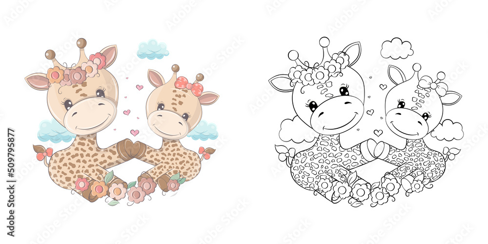 Cute Giraffe Clipart for Coloring Page and Illustration. Happy Clip Art ...