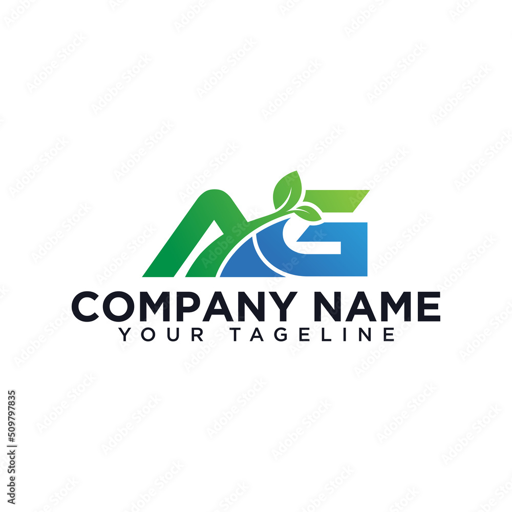 AG Green Leaf Vector Gradient Letter Logo Design Initial Design Vector ...
