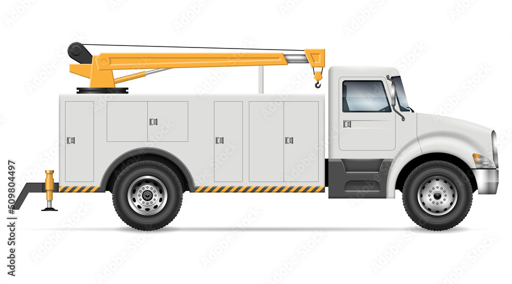 Utility service pickup truck vector illustration view from side ...