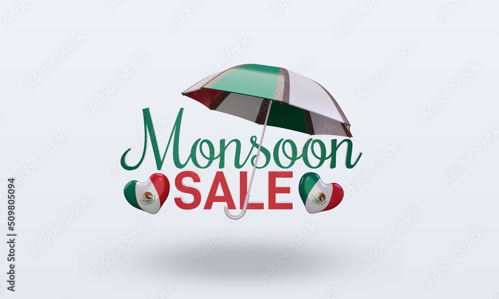 3d monsoon sale Mexico flag rendering front view Stock Illustration ...