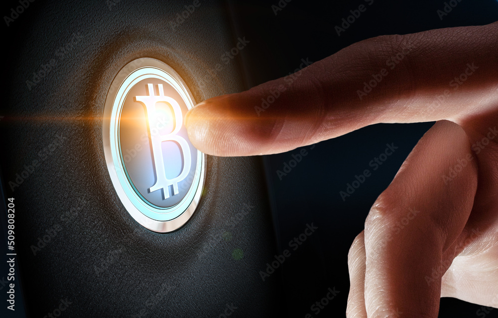 Virtual cryptocurrency concept. . Mixed media Stock Photo | Adobe Stock
