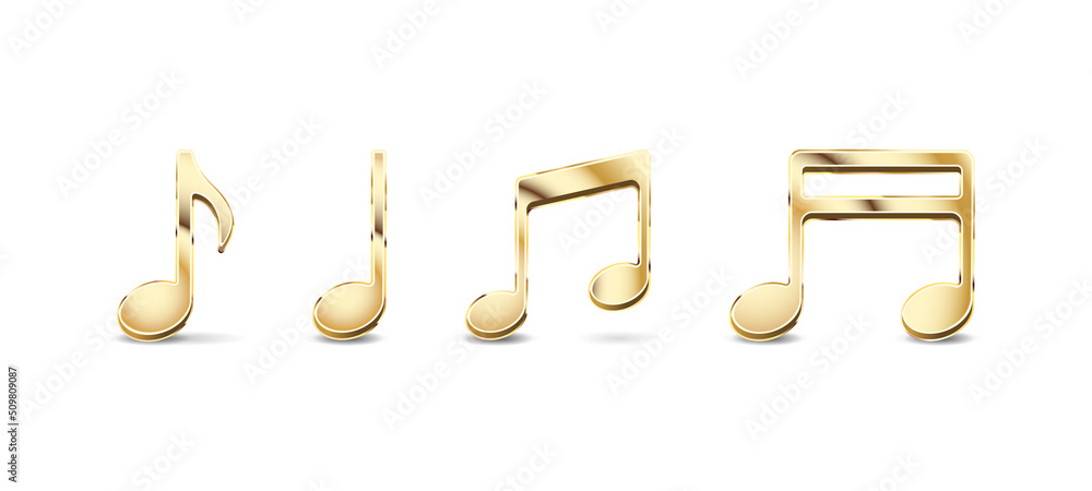 Vector realistic golden 3d musical notes icons Stock Vector | Adobe Stock