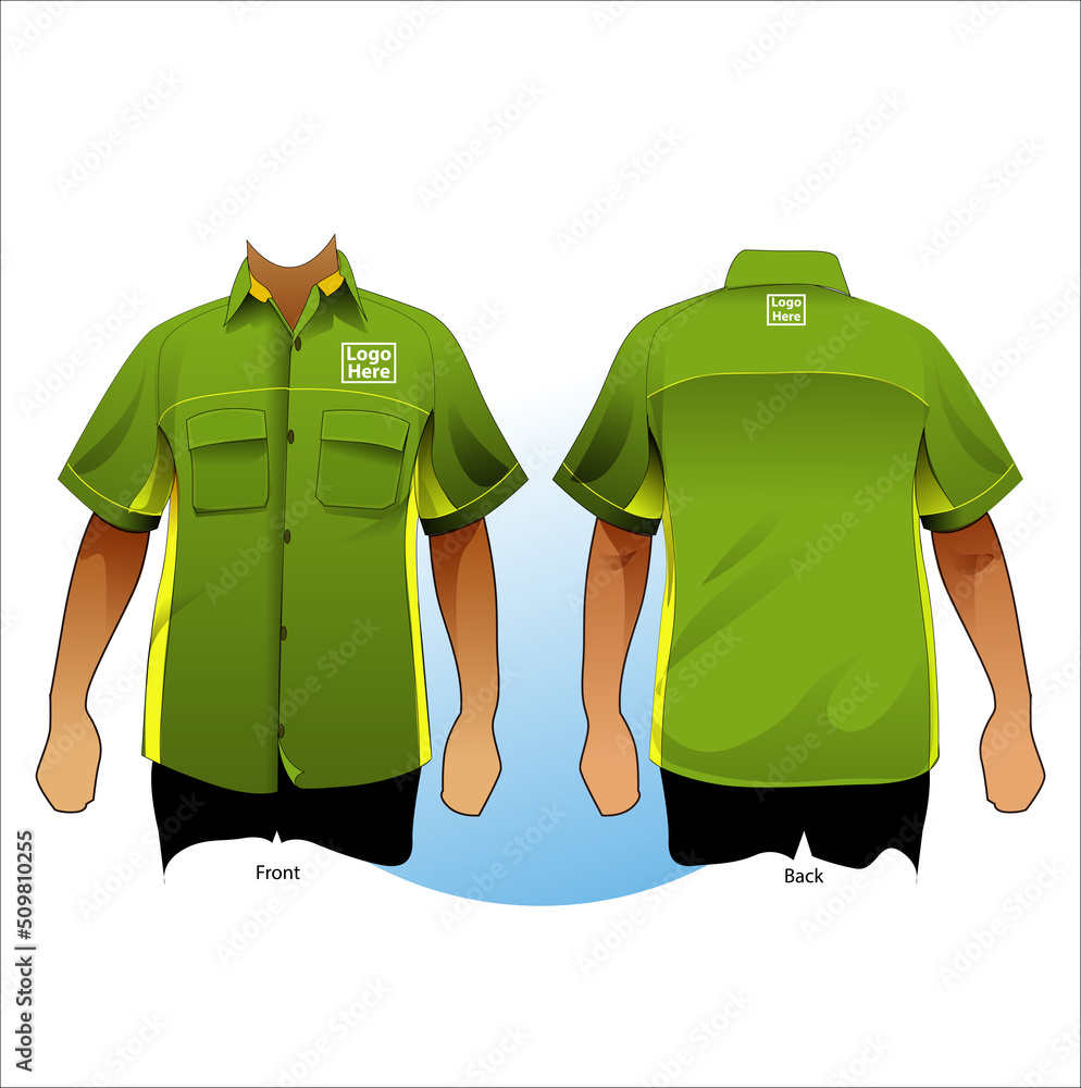 Vector illustration, short sleeve uniform shirt template. Stock Vector ...