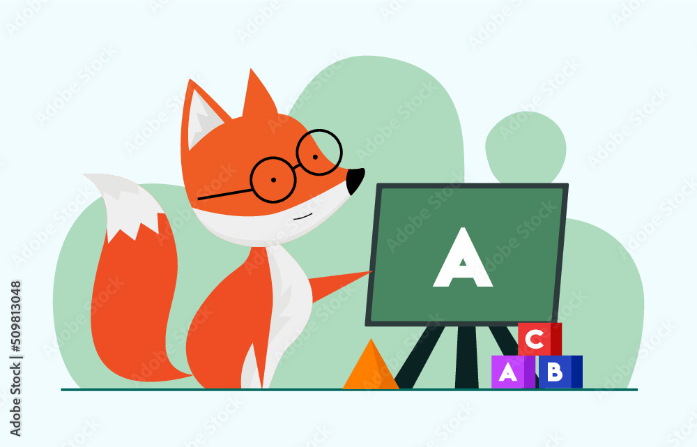 Fox teaching alphabets vector illustration. Back to school ABCD's Stock ...