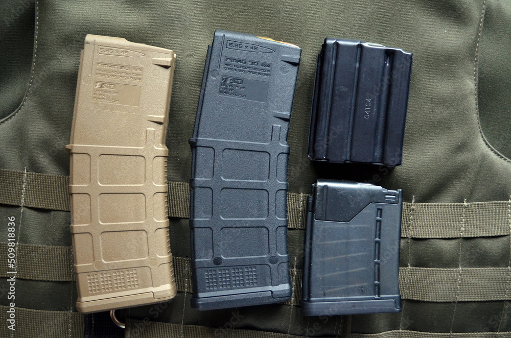 Magpul AR-15 assault rifle magazines.June 9,2022 Kiev,Ukraine. Stock ...