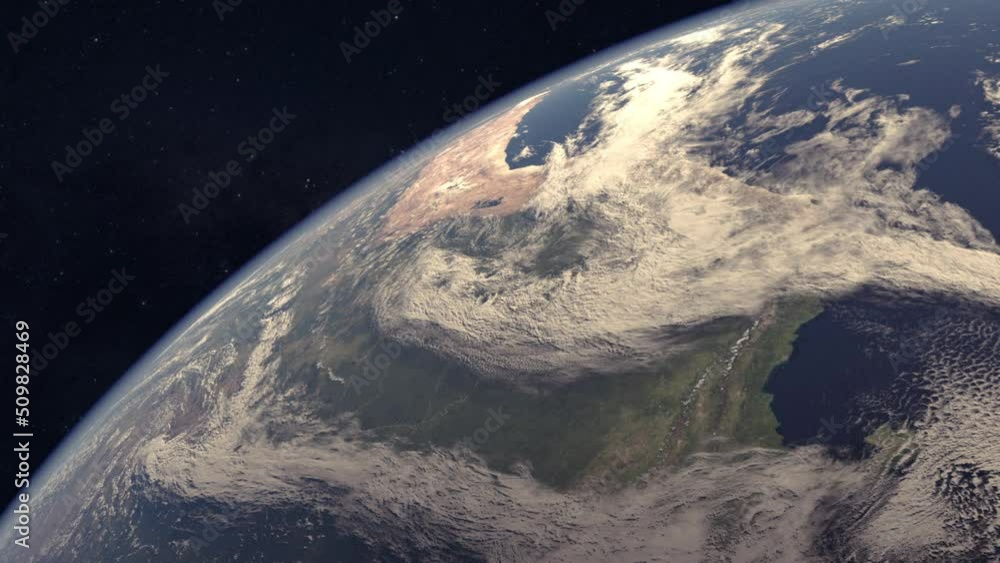 Partial top view of planet earth with cloud layer hyper-realistic ...