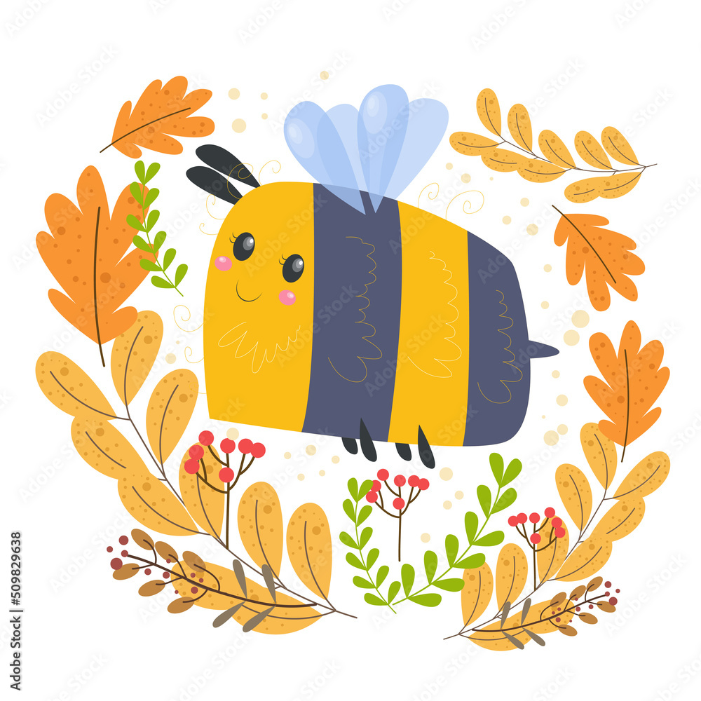 Vector illustration of cute bee drawing background Stock Vector | Adobe ...
