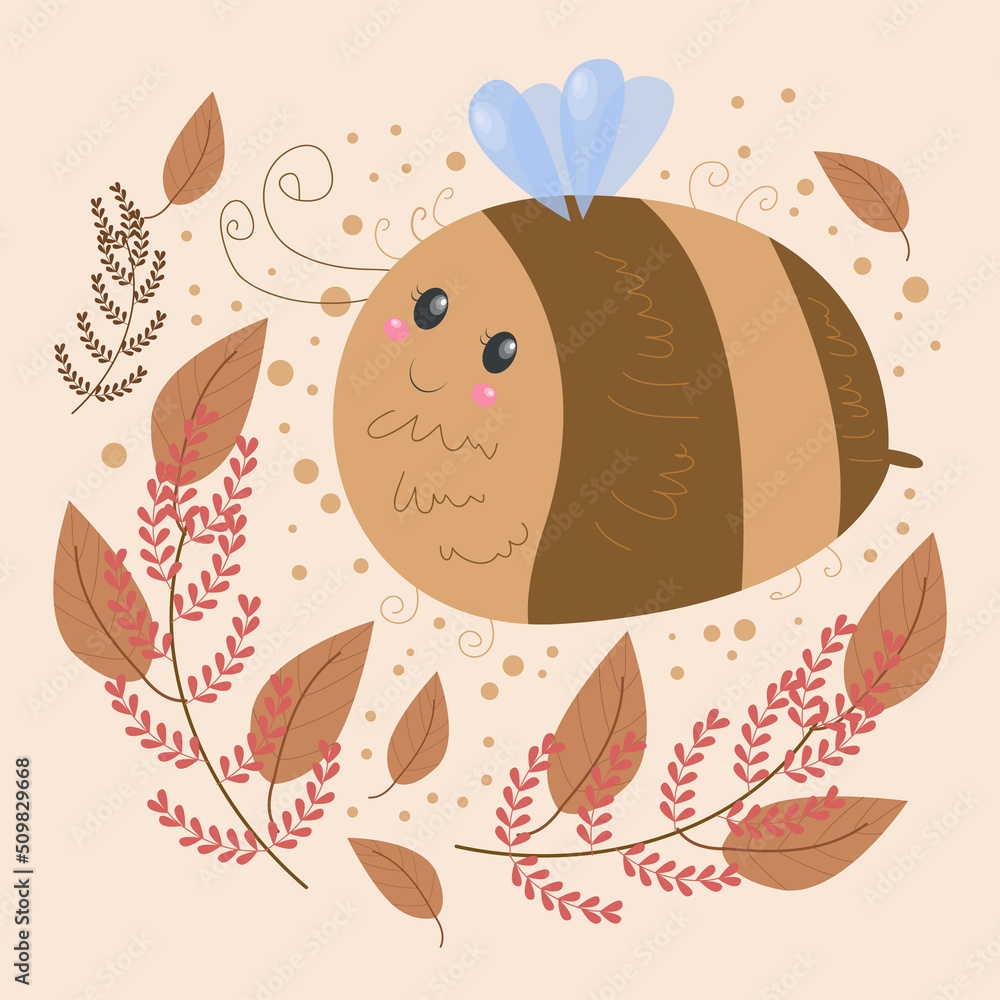 Vector illustration of cute bee drawing background Stock Vector | Adobe ...