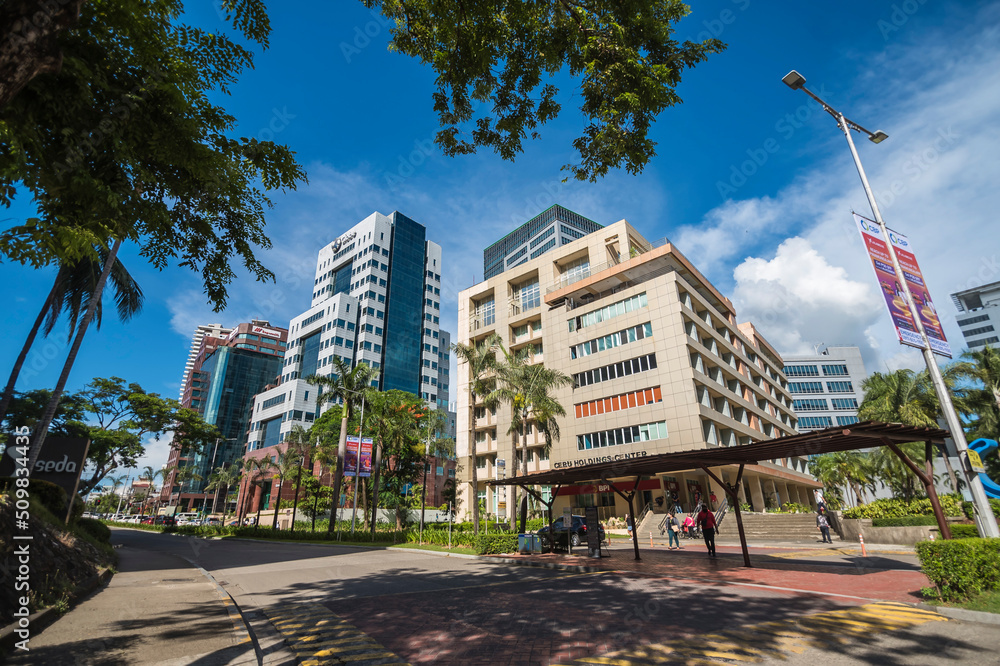 Cebu City, Philippines - Modern office buildings along Cardinal Rosales ...
