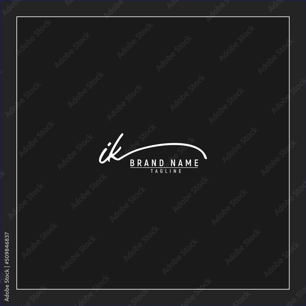 luxury initial IK logo design signature monogram handwriting vector ...