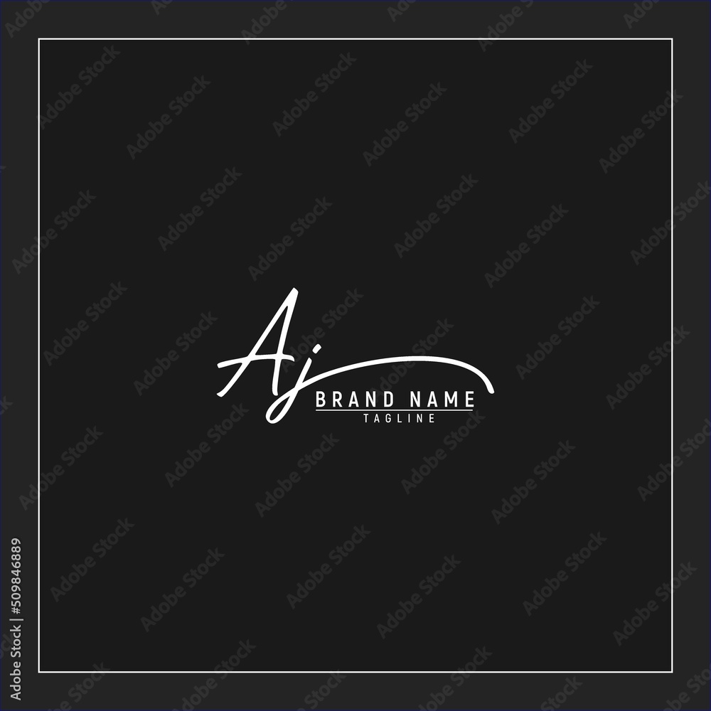 luxury initial AJ logo design signature monogram handwriting vector ...