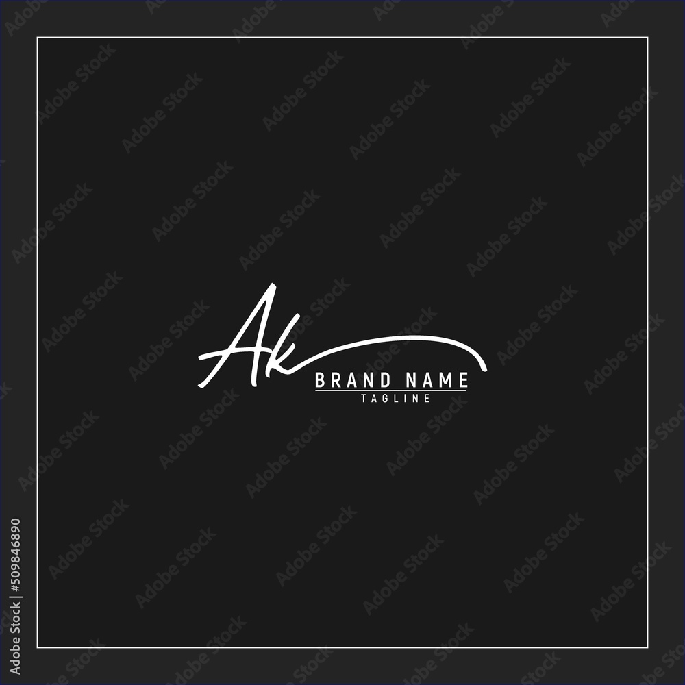 luxury initial AK logo design signature monogram handwriting vector ...