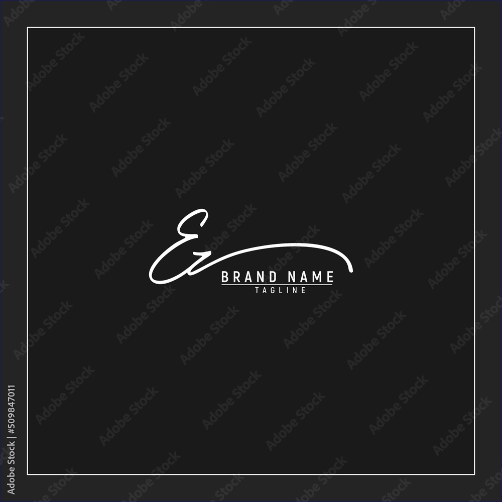 luxury initial EZ logo design signature monogram handwriting vector ...