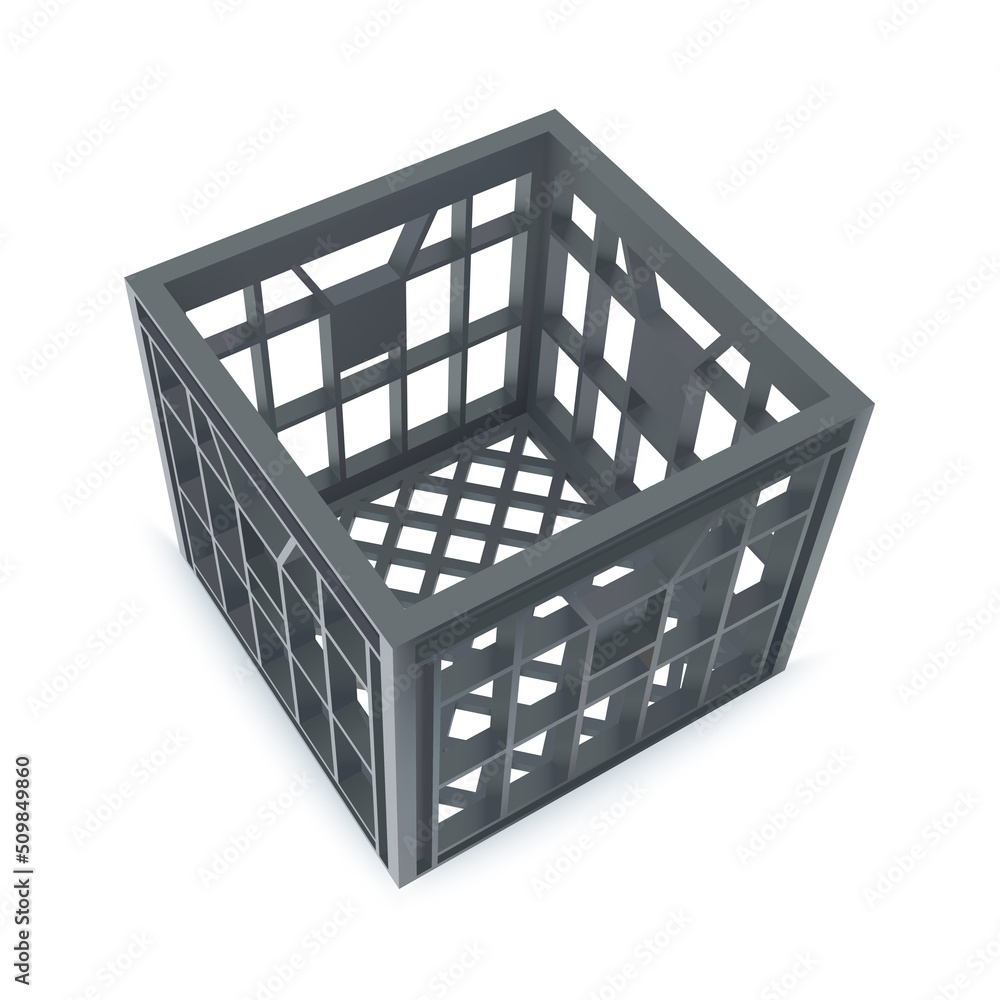 3d Grey Plastic Crate Template. Photo Realistic Vector Rendering ...