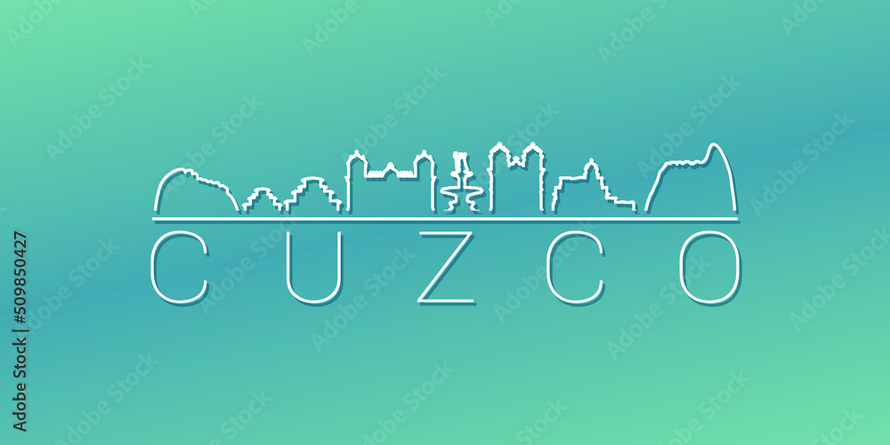 Cusco, Peru Skyline Linear Design. Flat City Illustration Minimal Clip ...