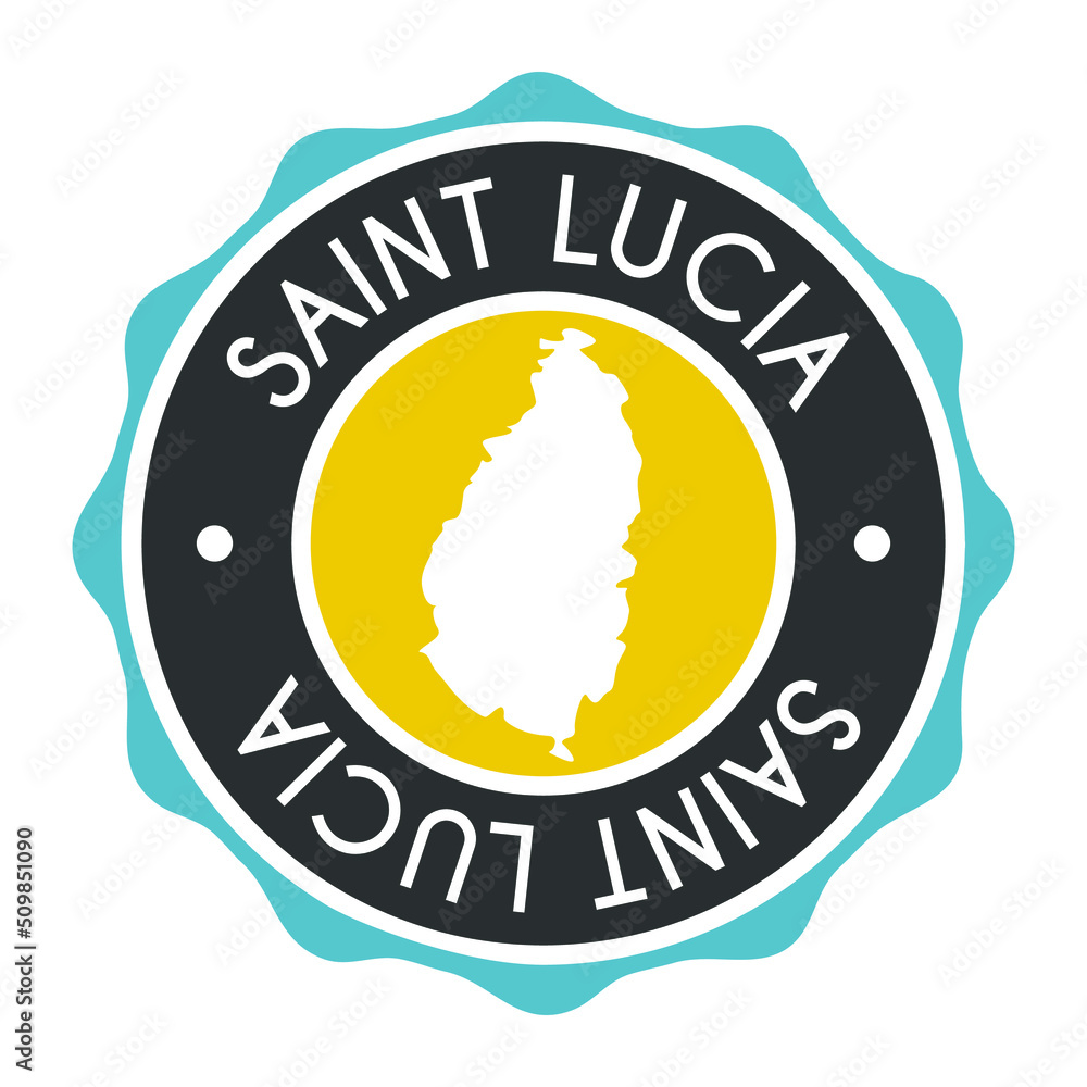 St Lucia Badge Map Vector Seal Vector Sign. National Symbol Country ...