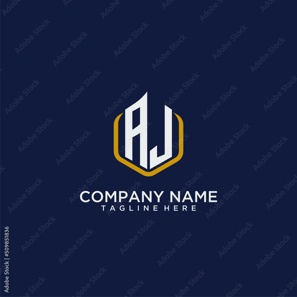 AJ initial monogram building logo for real estate with creative polygon ...