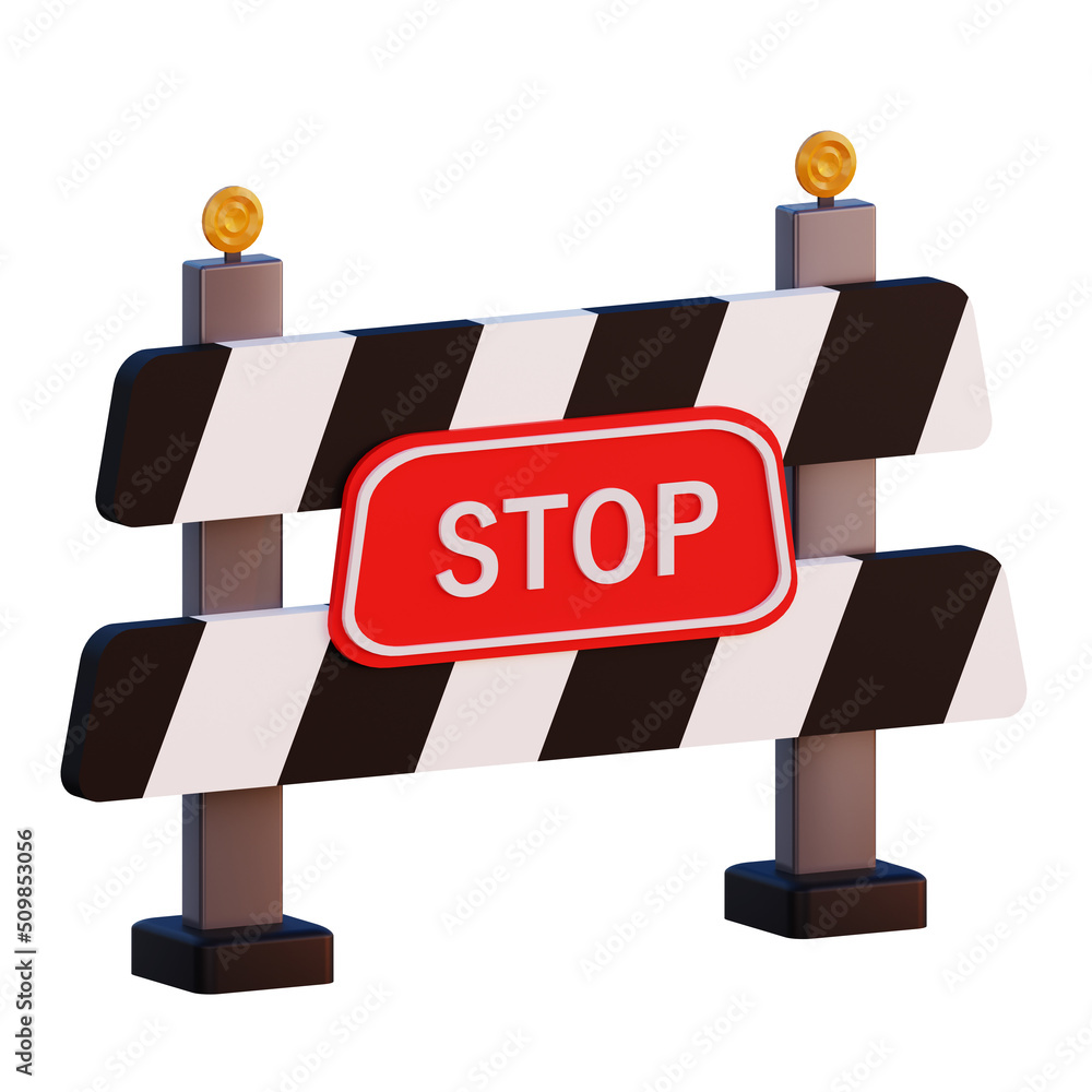 Stop sign. Illustration of the appearance of a barrier with a stop sign ...