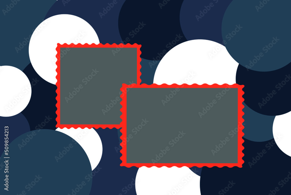 2 orange color photo collage template, grey and dark blue abstract ...