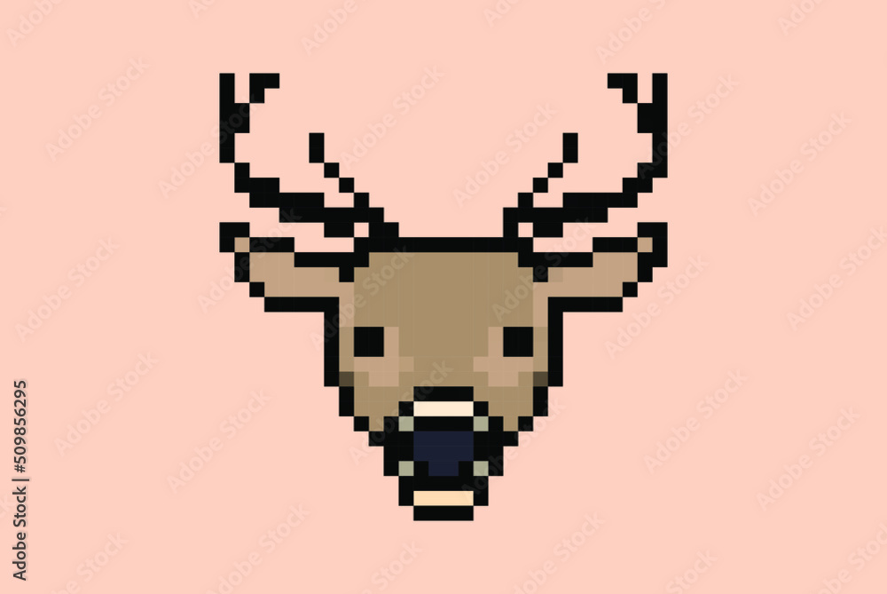 Deer leaf pixel style illustration vector, 8-bit concept, colorful wild ...
