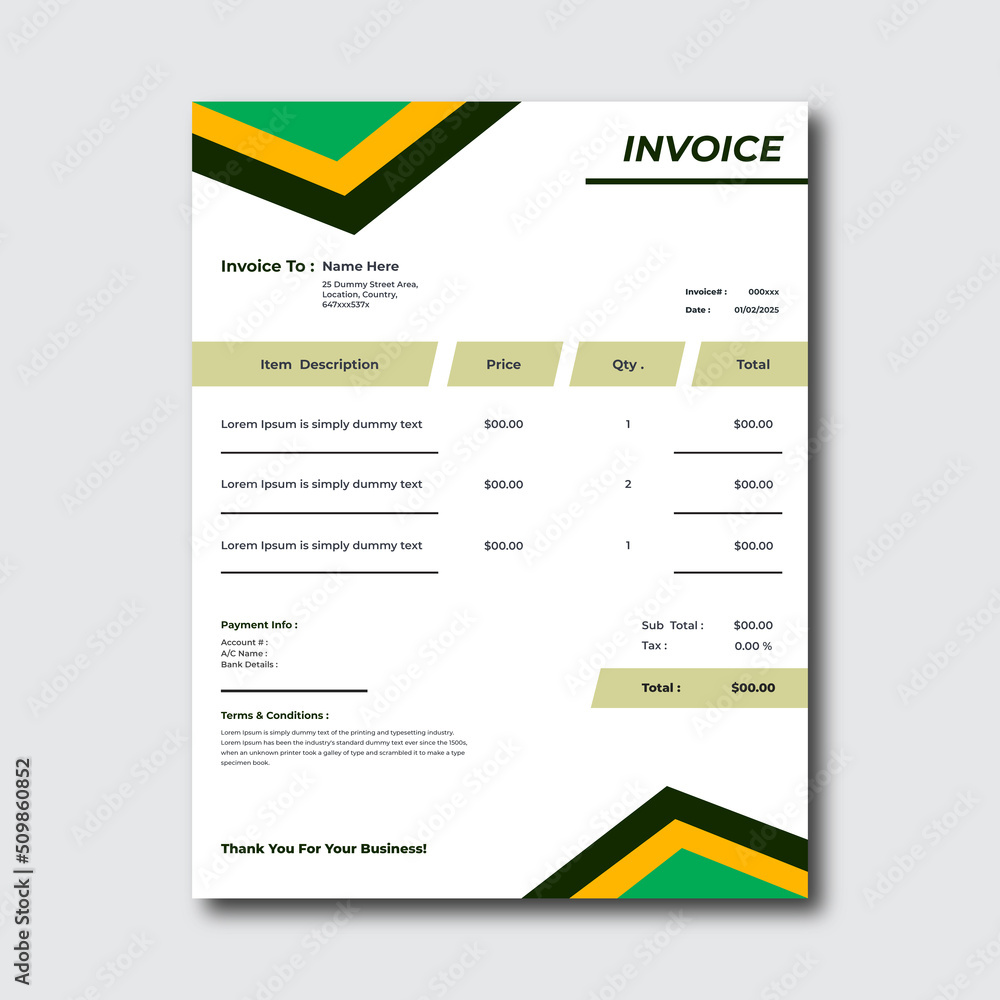 Colorful minimal corporate business invoice design template. Design For ...