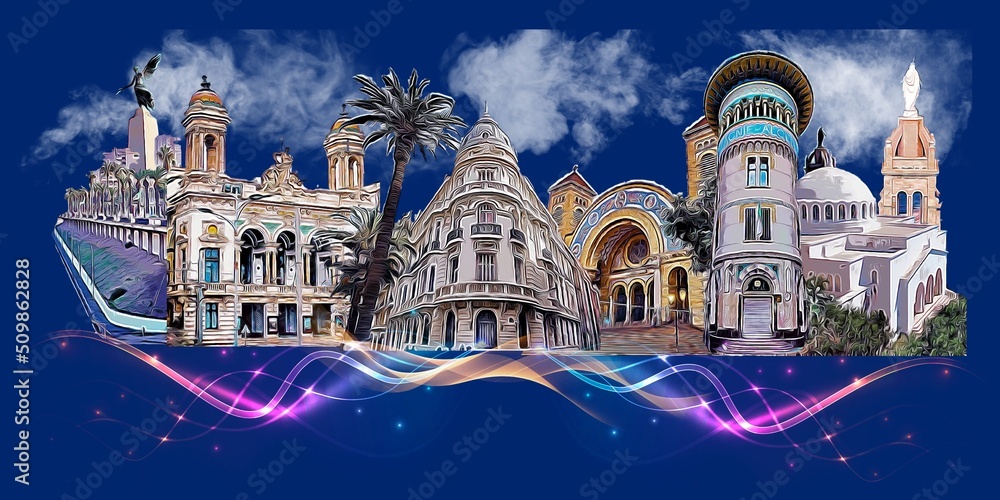 Oran Tourism painting poster illustration graphic design with the most ...