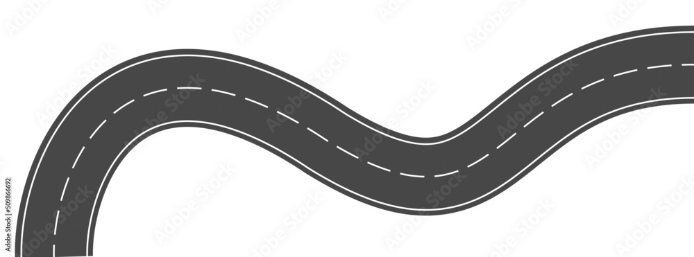 Winding road / road bends with road stripes, vector illustration Stock ...