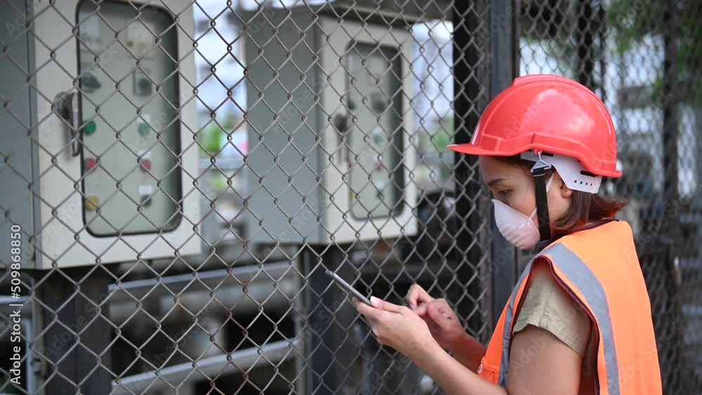Asian Female engineering working at sewage treatment plant,Marine ...