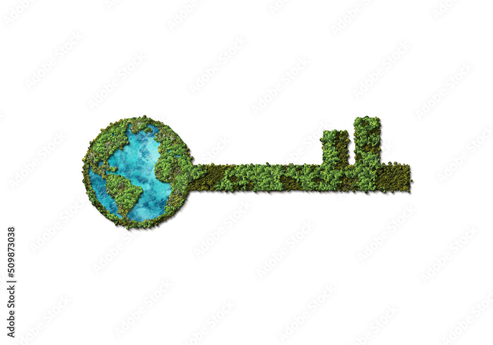 Green Key Environment day concept 3d design. Happy Environment day, 05 ...
