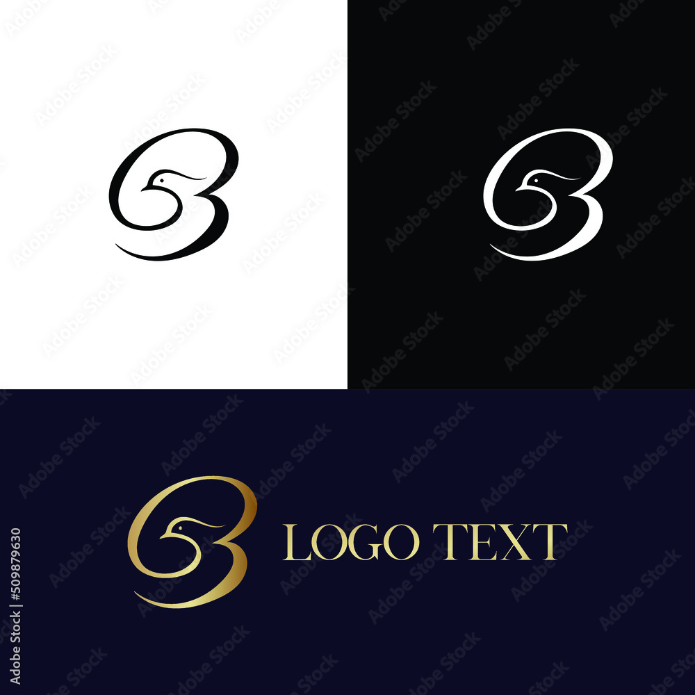 B bird logo or b icon, letter, and monogram logo design vector file ...