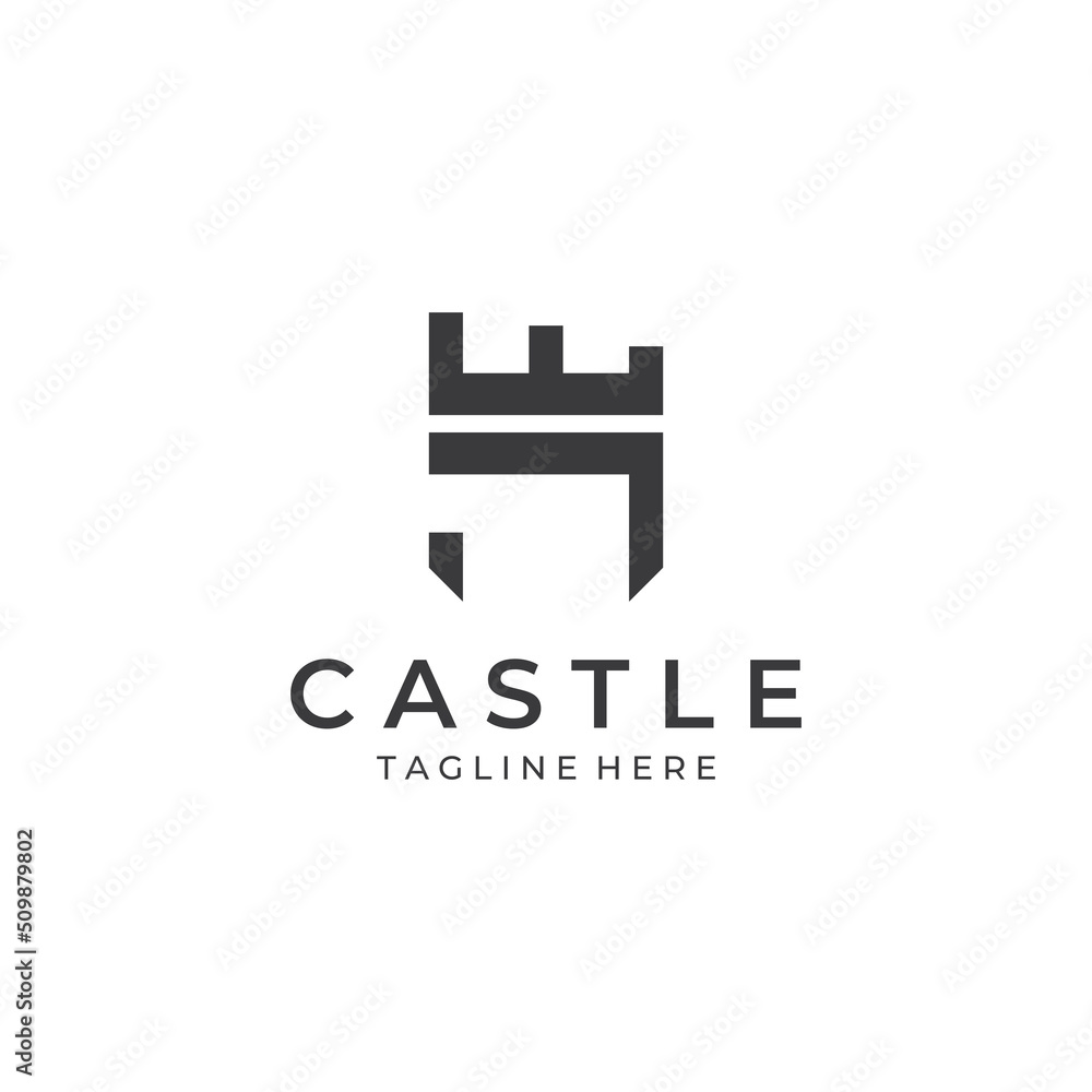 Castle logo silhouette, castle logo with shield combination design ...
