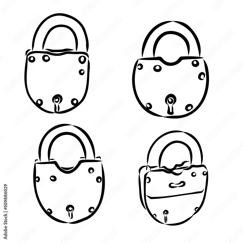 Lock symbol. Isolated sketch icon pictogram. Eps 10 vector illustration ...