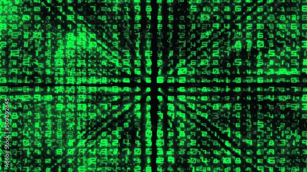 Green binary digits transform into a human eye. Digitalization concept ...